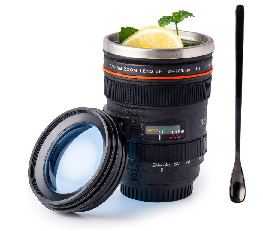 Stainless steel Insulated Camera Lens Coffee Tea Beverage Travel Therm ...