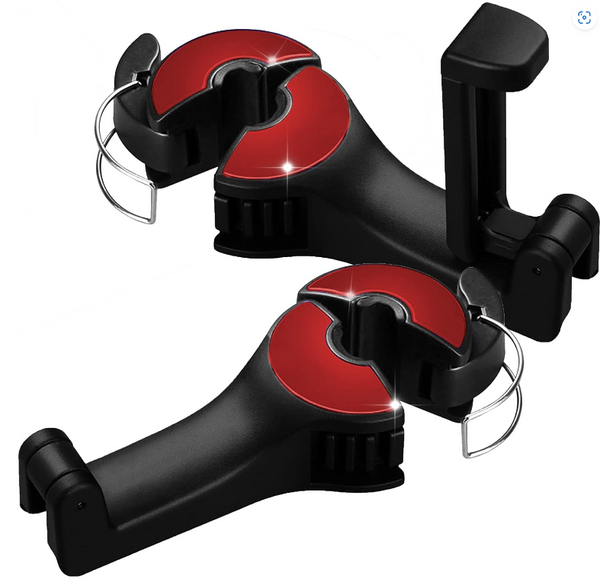 2 Pack 360° Rotation Car Headrest Hook with Phone Holder, Backseat Car ...